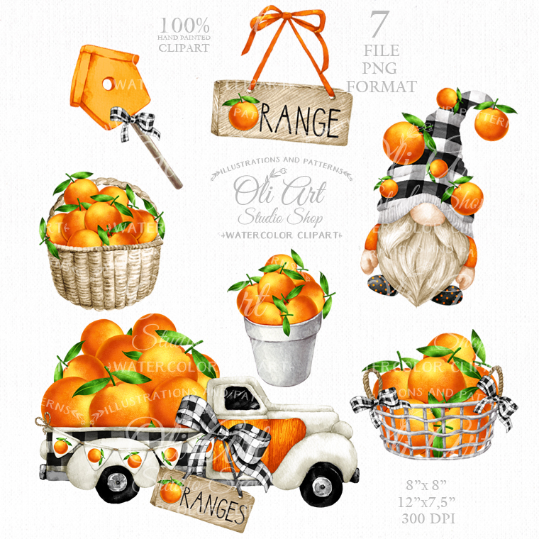 Orange Gnome Clipart. Truck. Digital Clipart, Hand Drawn Gra | Inspire ...