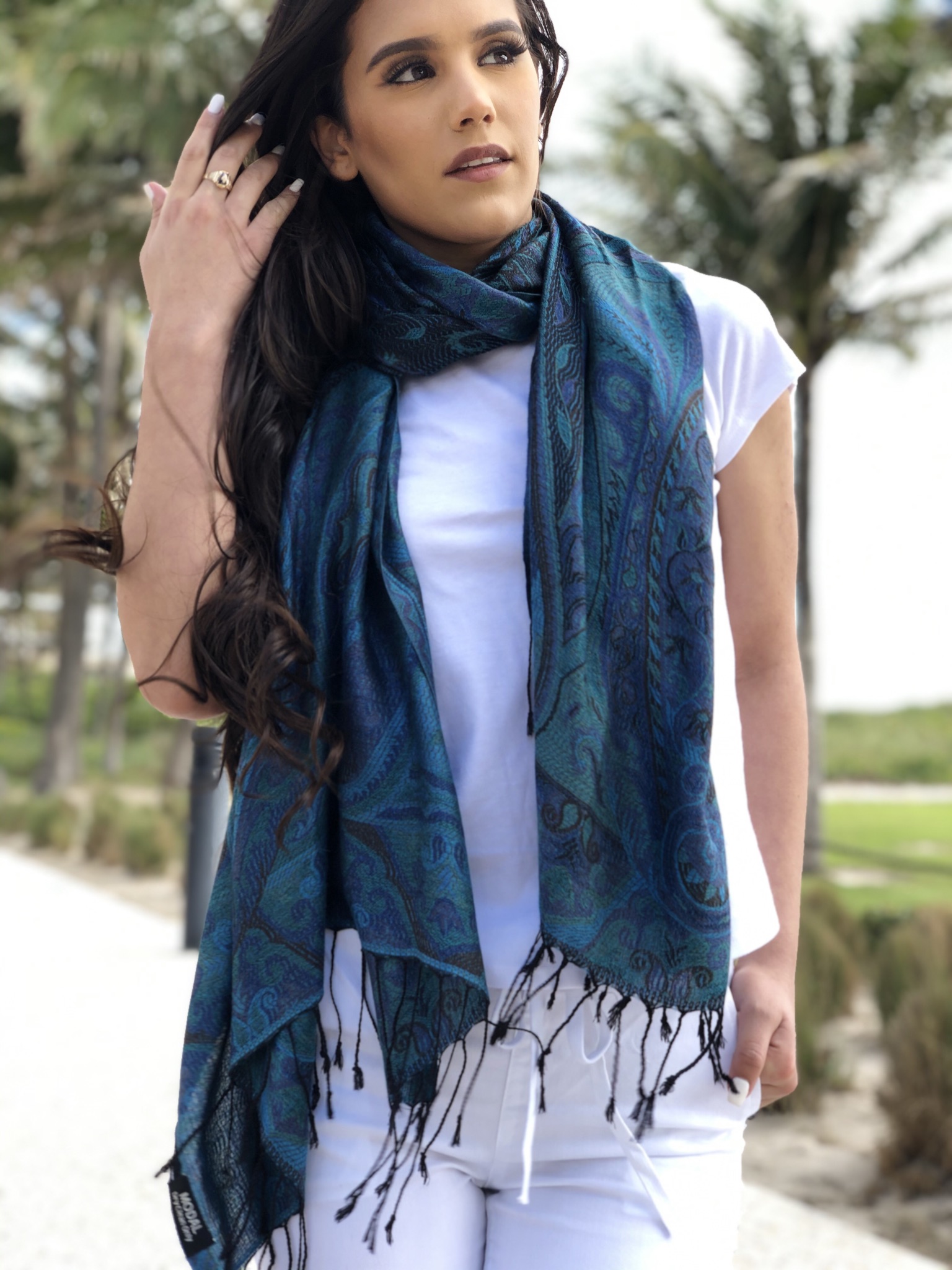 Blue/Green Jamawar Pashmina | Inspire Uplift