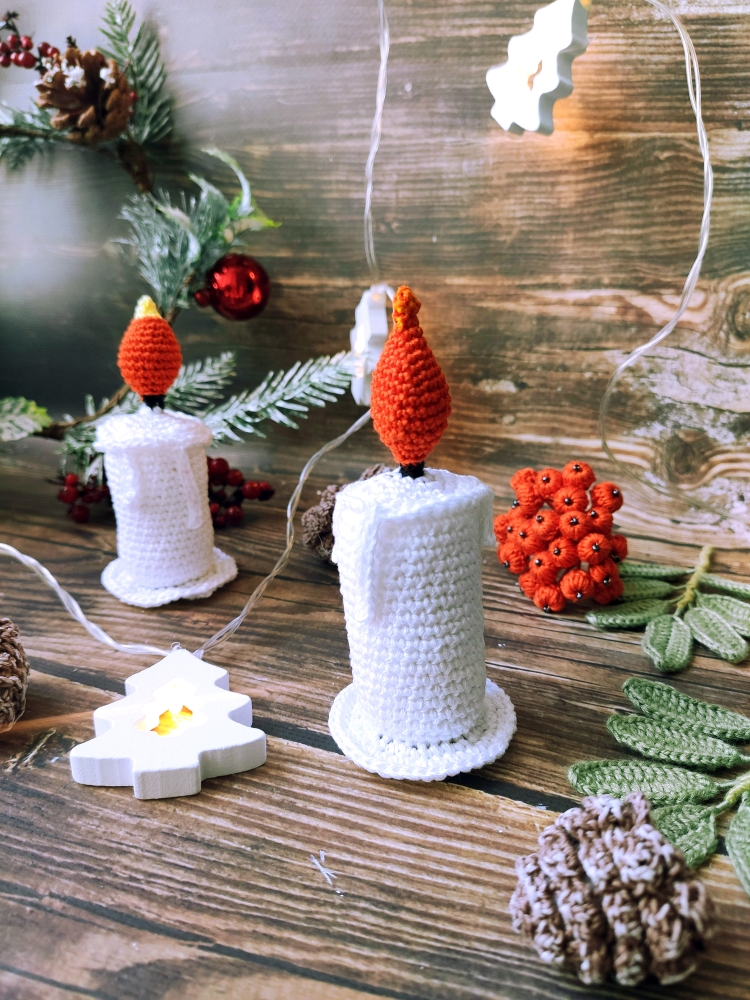 Candle crochet PATTERN PDF, Christmas garland, Christmas dec - Inspire ...