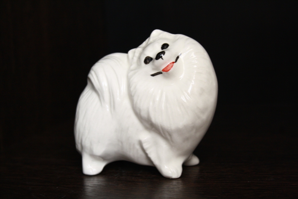 White Pomeranian pom figurine ceramics handmade, statuette p - Inspire ...