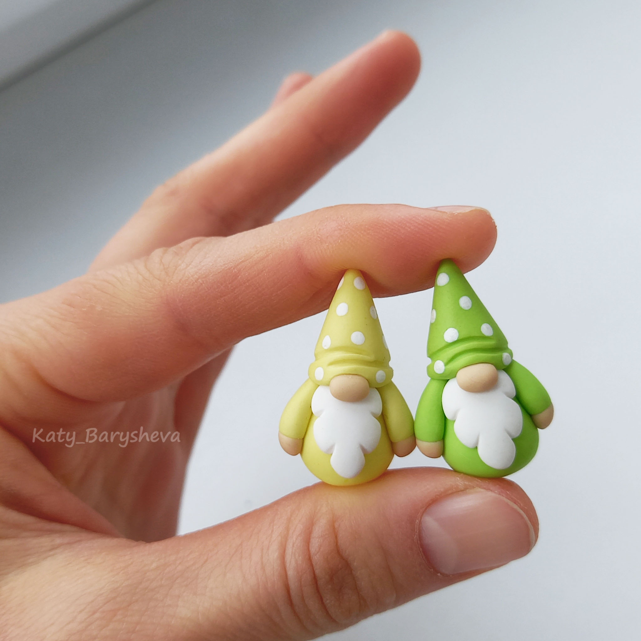Tiny Gnome figurine / spring gnomes / little polka dot gnome - Inspire Uplift