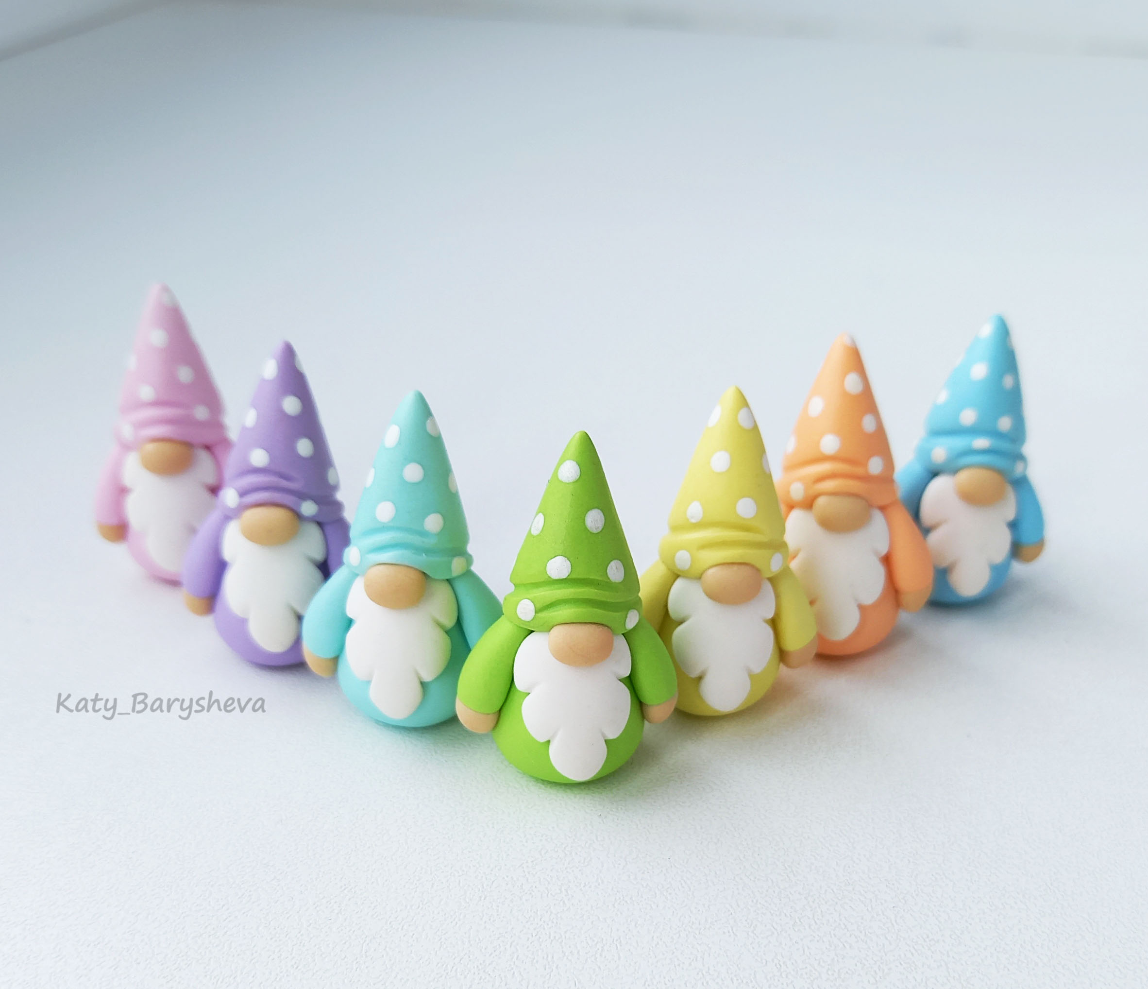 Tiny Gnome figurine / spring gnomes / little polka dot gnome - Inspire Uplift