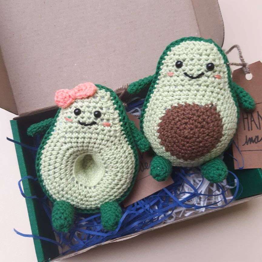 Hand Crochet Funny Lovers Avocado Set Stuffed Toys Handmade - Inspire ...