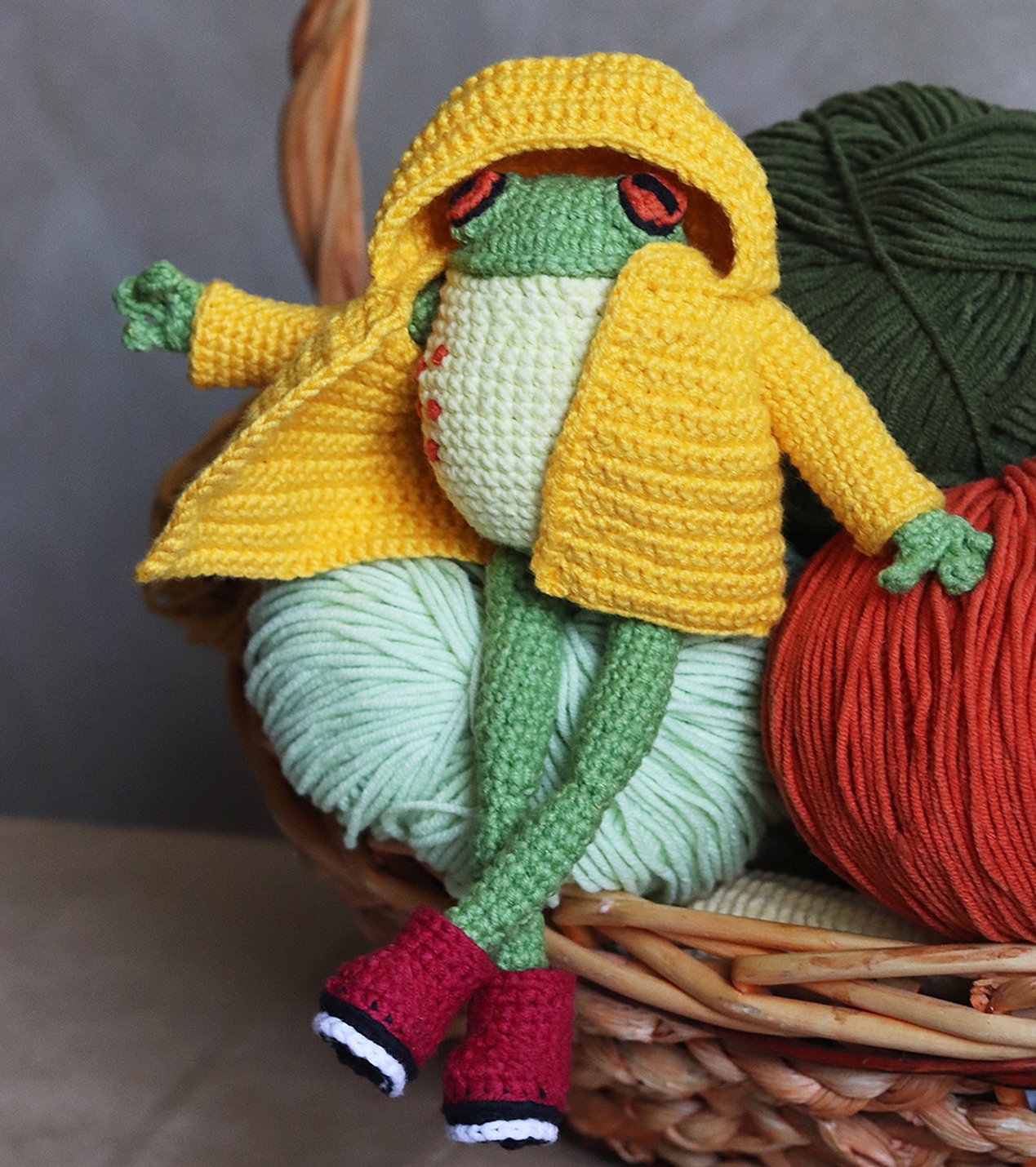 Crochet amigurumi frog with raincoat and rainboots , frog to | Inspire ...