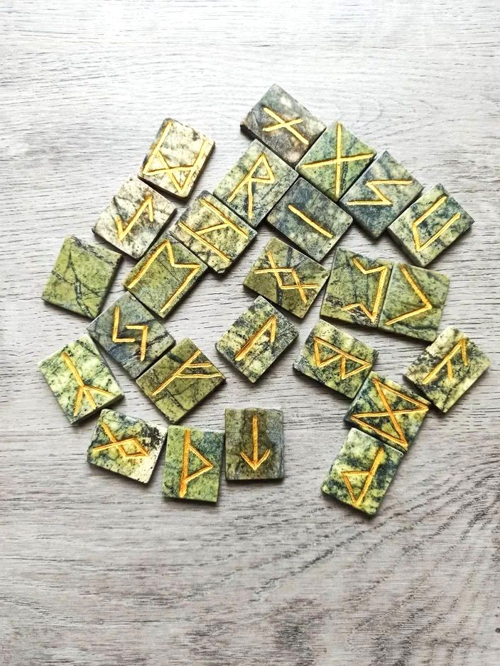 Hand carved Runes Divination 25 Rune Symbols Nordic magic - Inspire Uplift