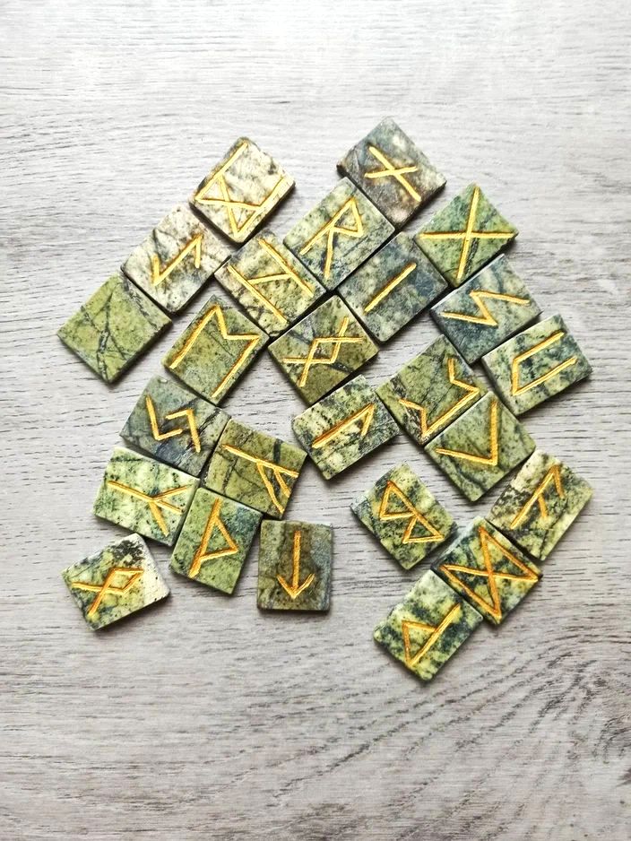 Hand carved Runes Divination 25 Rune Symbols Nordic magic - Inspire Uplift