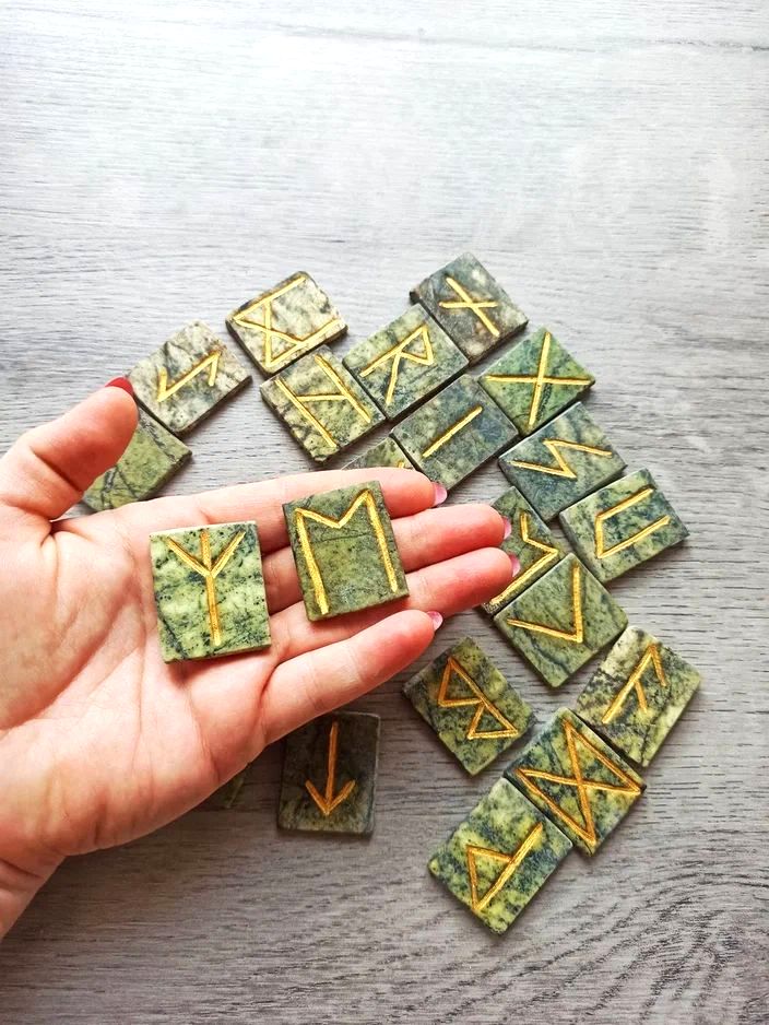 Hand carved Runes Divination 25 Rune Symbols Nordic magic - Inspire Uplift