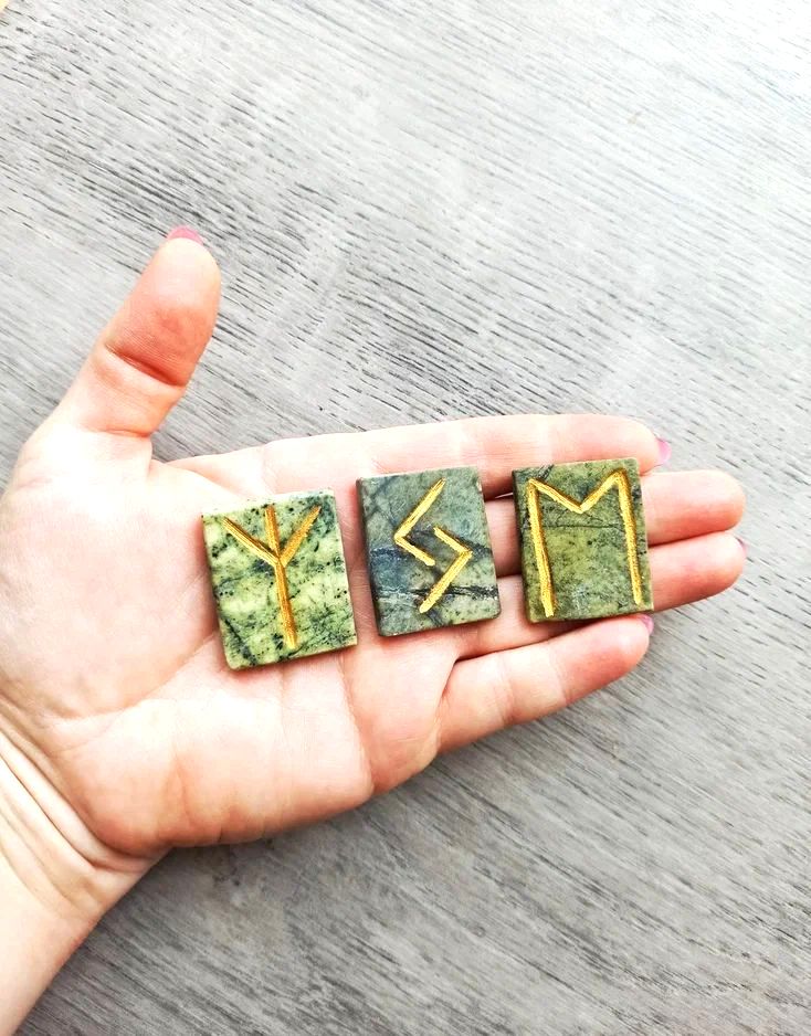 Hand carved Runes Divination 25 Rune Symbols Nordic magic - Inspire Uplift