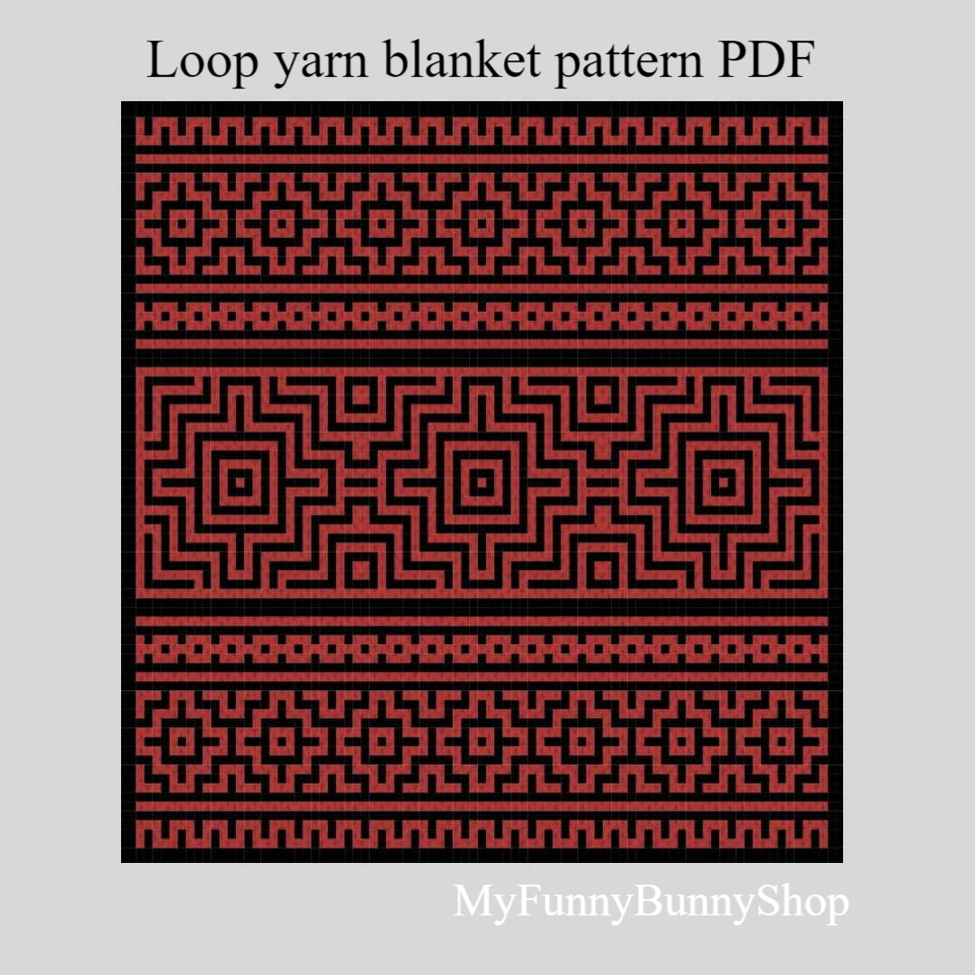 Loop yarn Geometric Mosaic blanket pattern PDF | Inspire Uplift