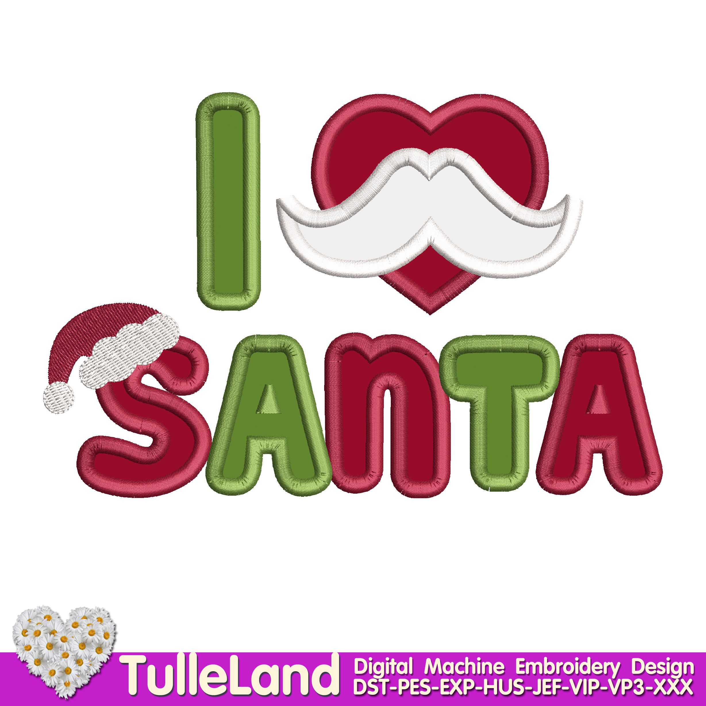 Christmas Love Santa Design applique for Machine Embroidery | Inspire ...