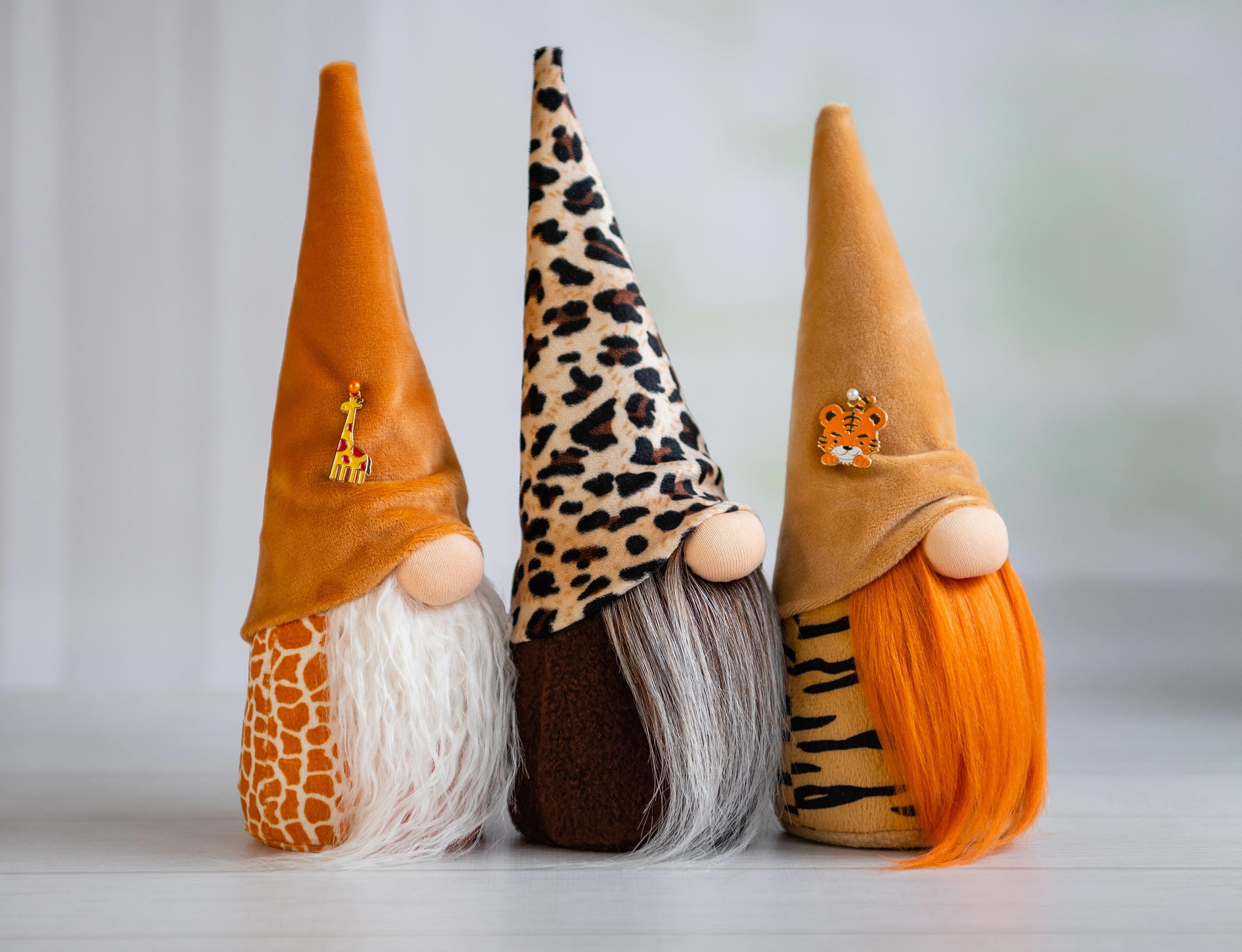 Plush animal gnomes, safari baby shower, safari nursery deco - Inspire ...