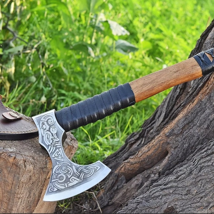 Handmade Carbon Steel Hatchet Tomahawk Hunting Viking Axe - Inspire Uplift