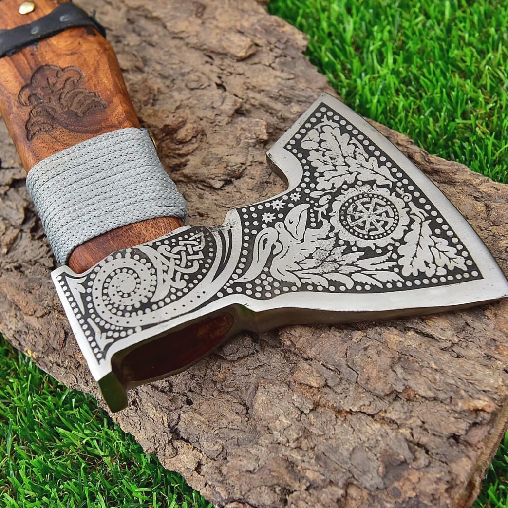 Hand Forged Carbon Steel Hatchet Tomahawk Hunting Viking Axe - Inspire ...