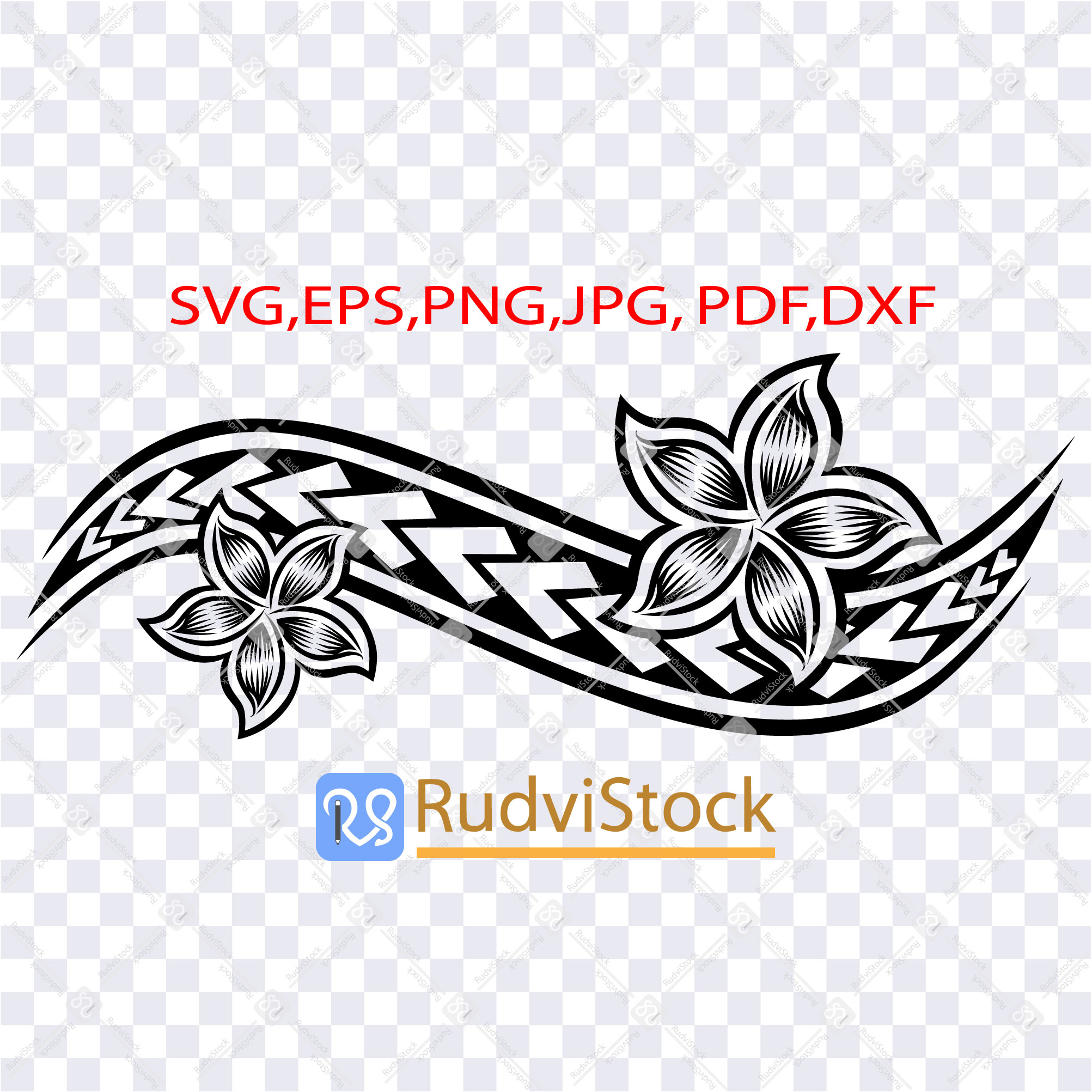 Polynesian flowers tribal tattoo designs | Inspire Uplift