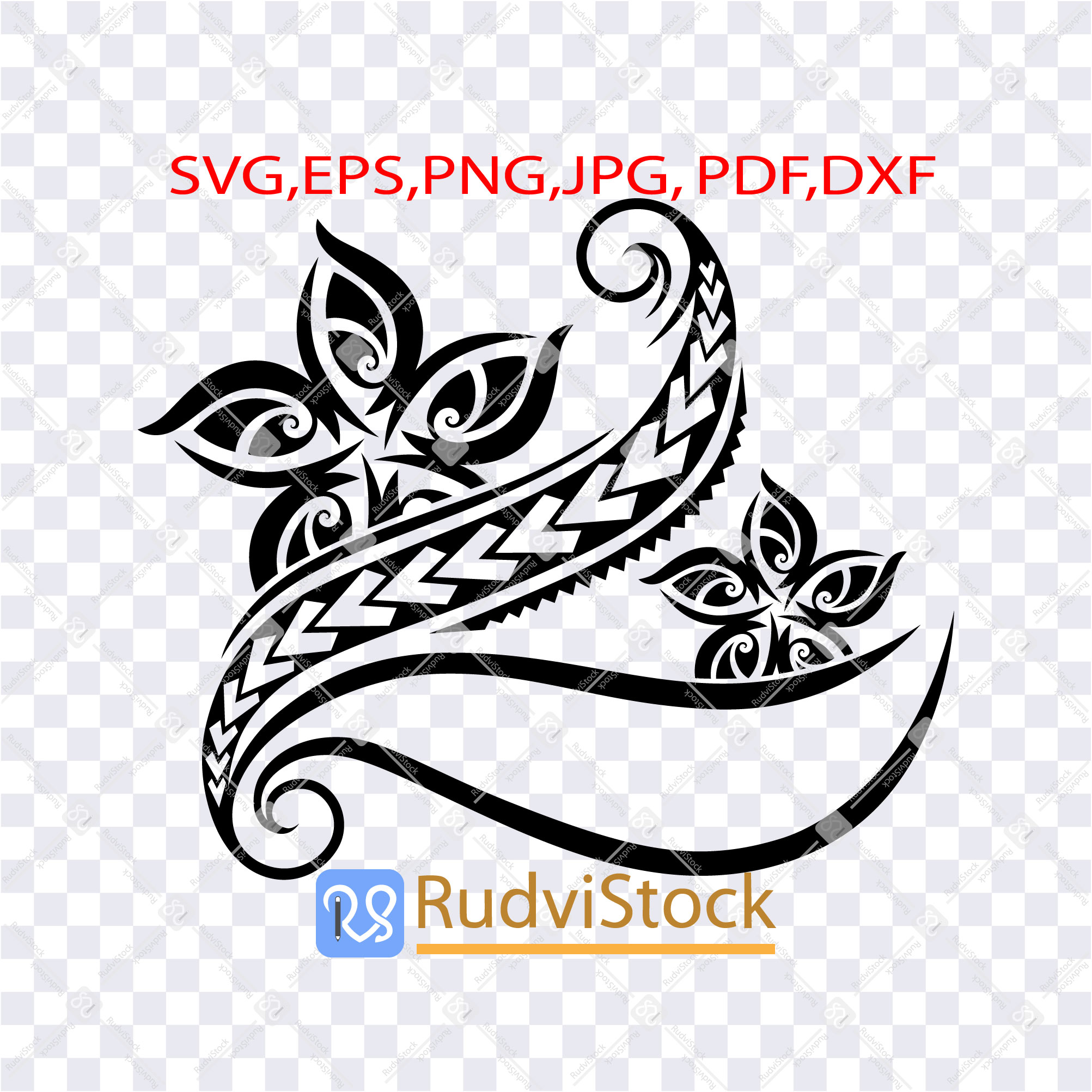 Polynesian flowers tribal tattoo design for name or brand te | Inspire ...