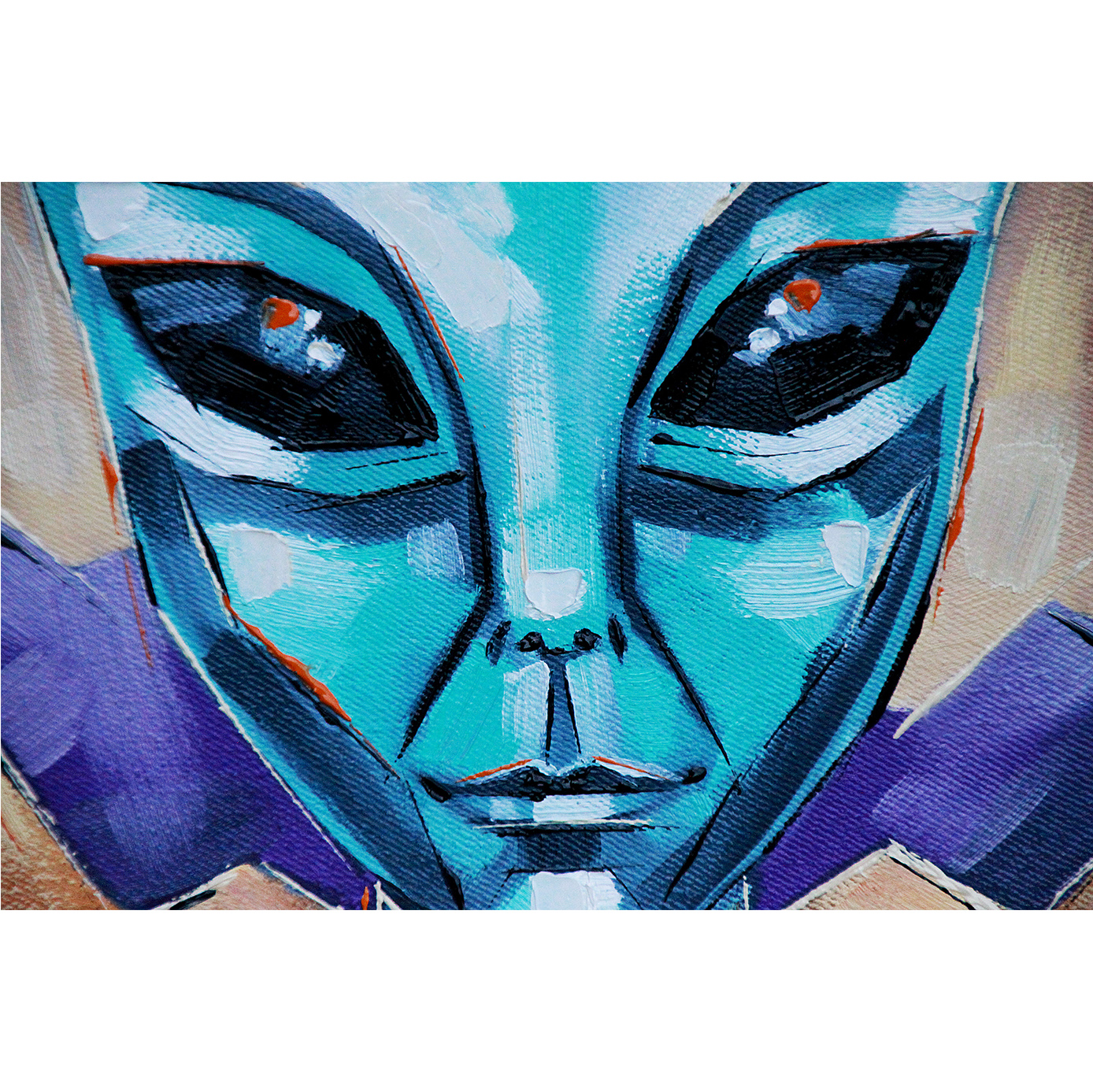 Alien Painting Space Original Art UFO Artwork Fantasy Wall A - Inspire ...