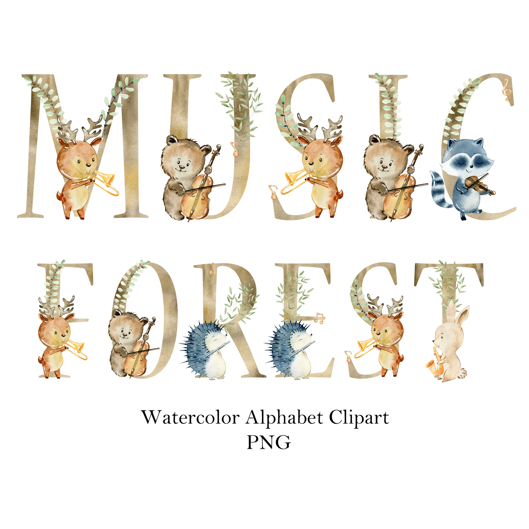 Watercolor woodland, animals alphabet, watercolor animal mus | Inspire ...