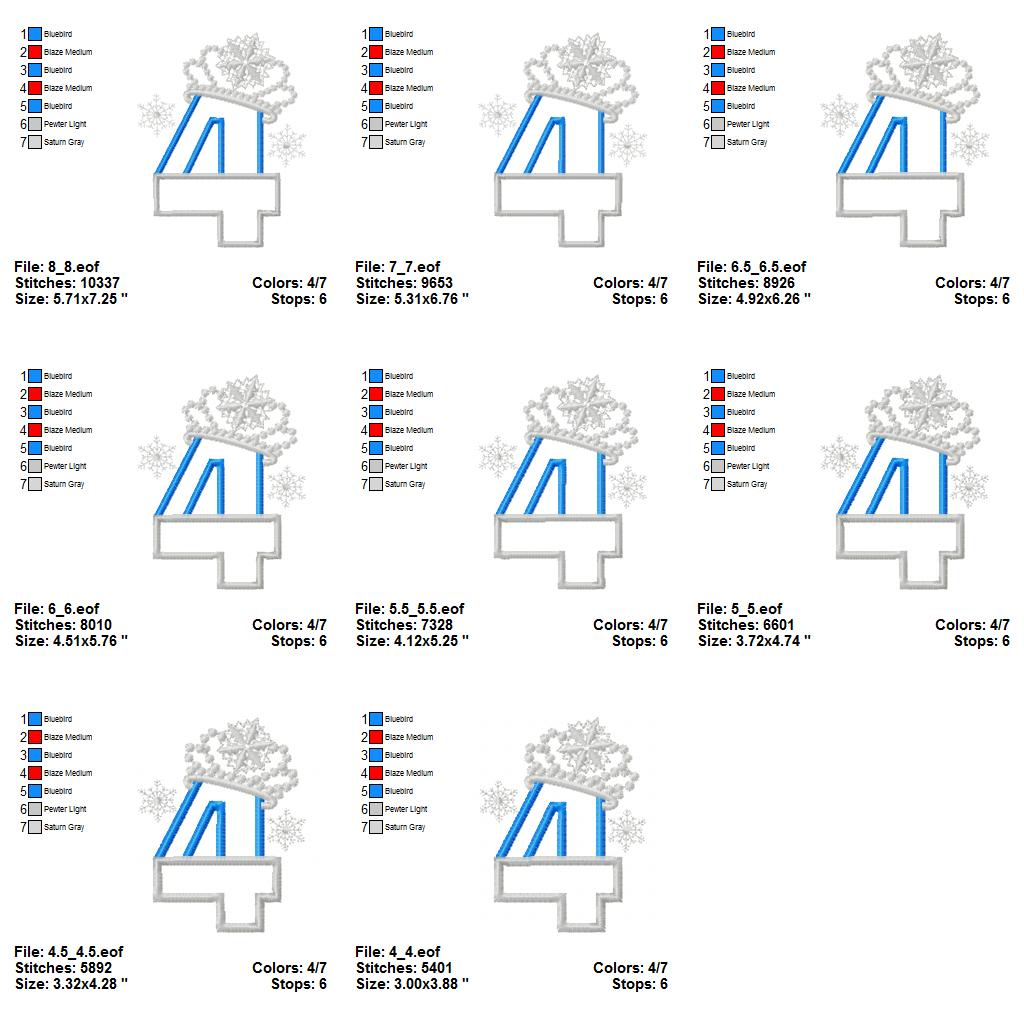 Snow Queen Birthday Number 4 Letter Alpha Snowflake Design - Inspire Uplift