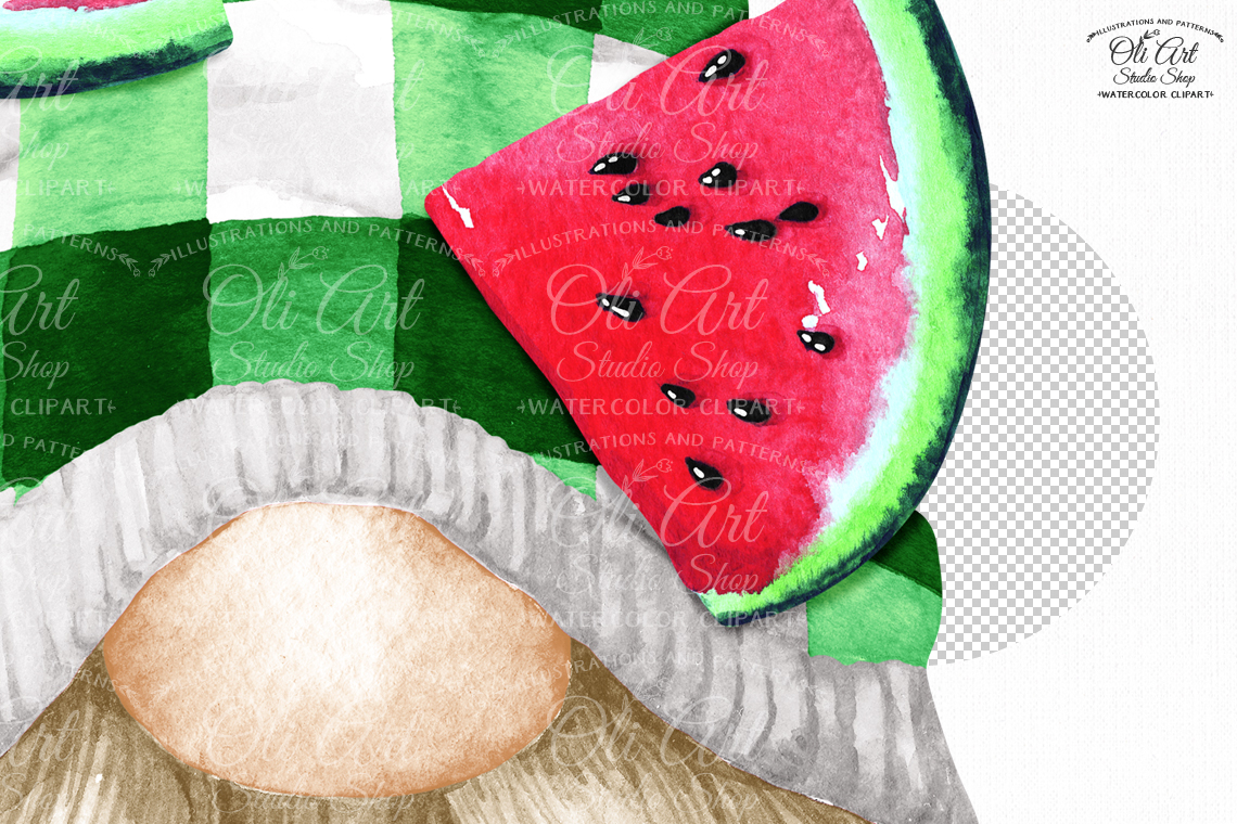 Gnomes & Watermelon Clipart. Cute Characters, Hand Drawn gra - Inspire ...