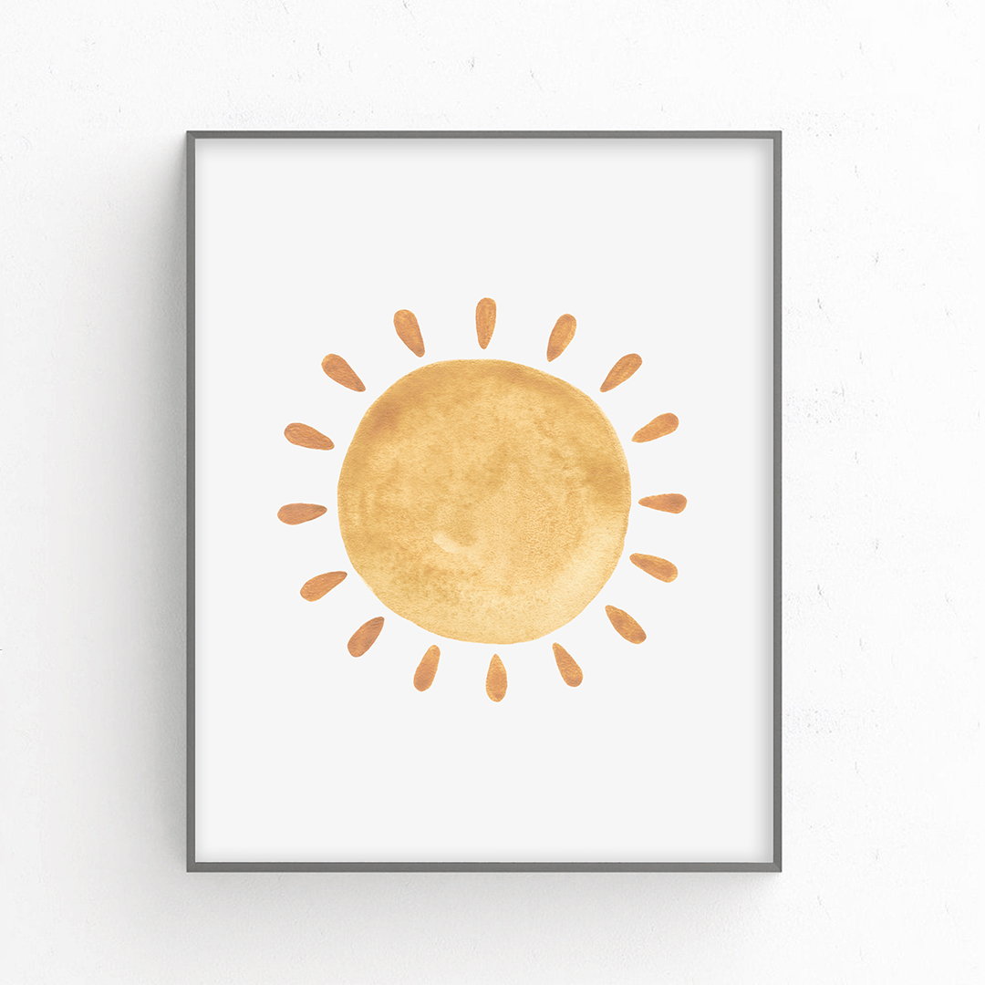 Sun nursery print, Watercolor sun print, Sun printable art | Inspire Uplift