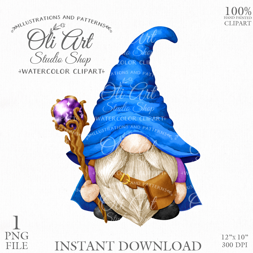 Wizard Gnome Clipart. Digital Clipart, Hand Drawn Graphics, | Inspire ...