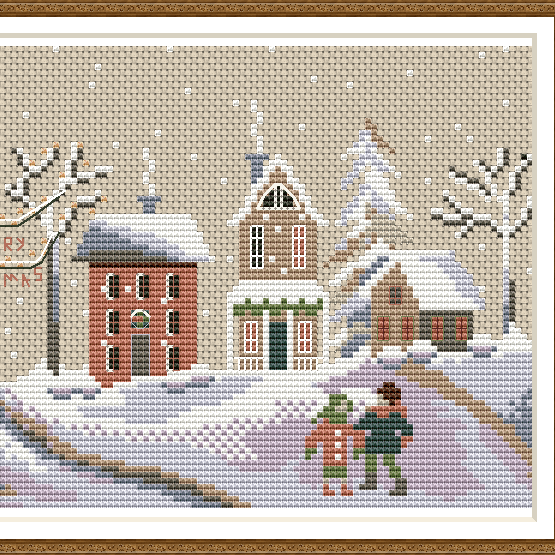Winter Cross Stitch, Christmas Sampler Primitive Winter Vill - Inspire ...