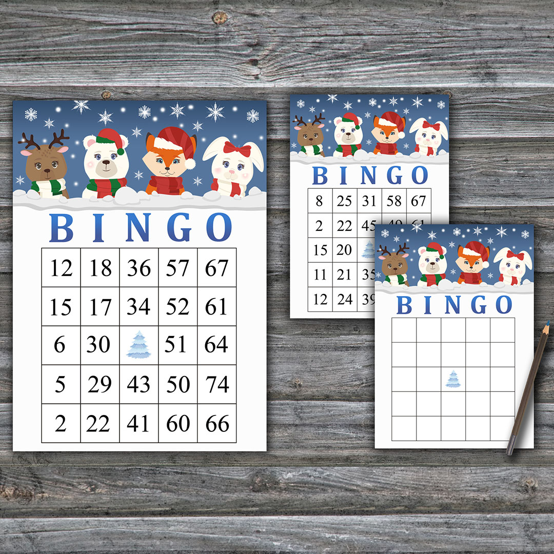Cute Winter animals bingo game card,Christmas bingo game car | Inspire ...