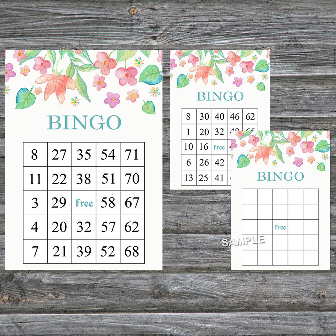 Watercolor Flowers bingo game card,Floral bingo game card,Fl - Inspire ...
