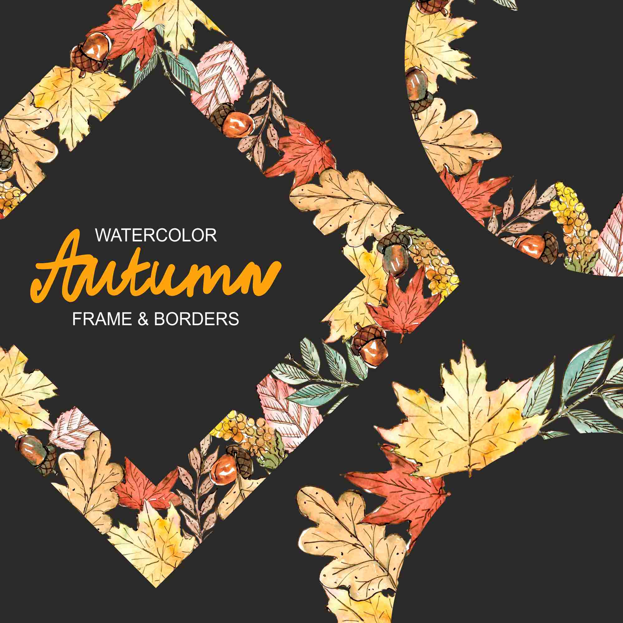 Watercolor autumn frames and borders. Autumn Wreath. PNG. Th - Inspire Uplift