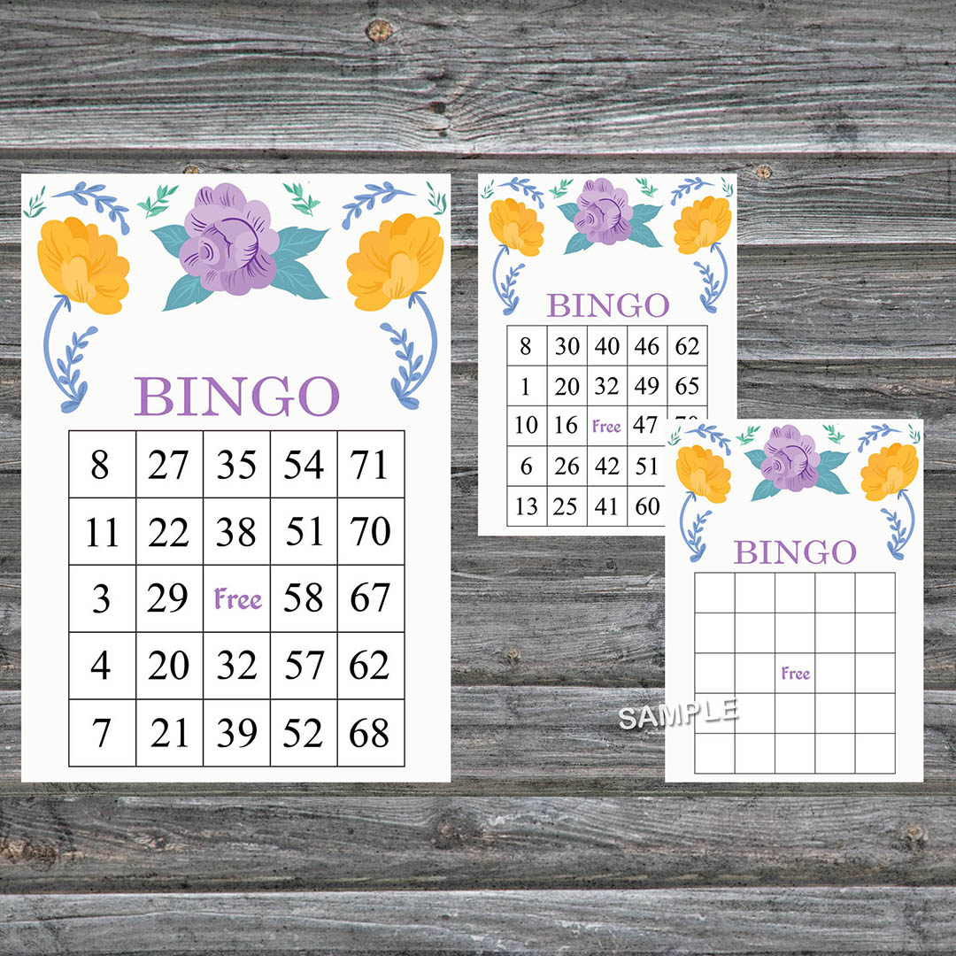 Orange Purple flowers bingo game card,Floral bingo game card | Inspire ...