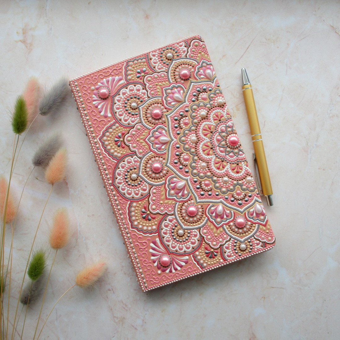 Pink mandala notebook, Hardcover notebook, Hand painted note - Inspire ...