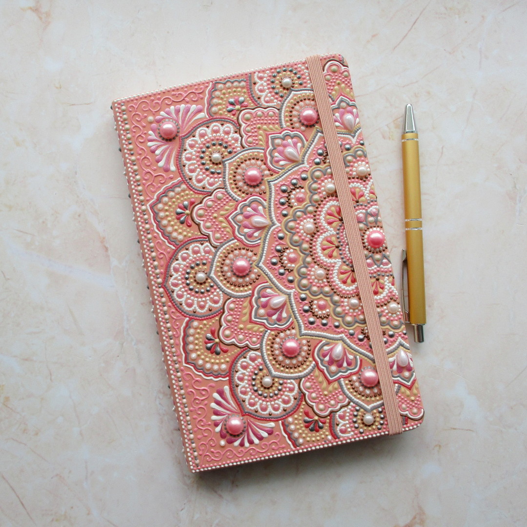 Pink mandala notebook, Hardcover notebook, Hand painted note - Inspire ...