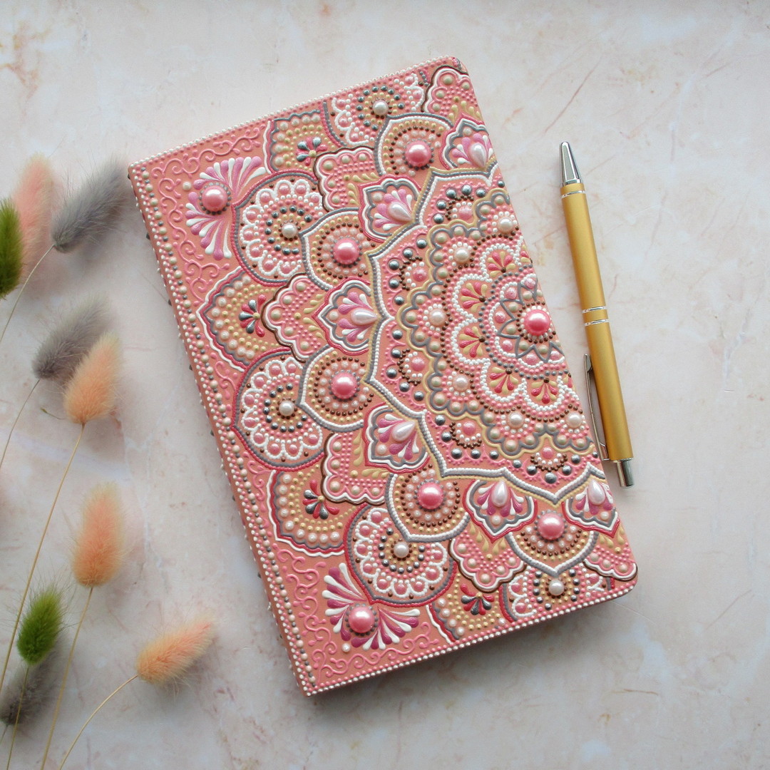 Pink mandala notebook, Hardcover notebook, Hand painted note - Inspire ...