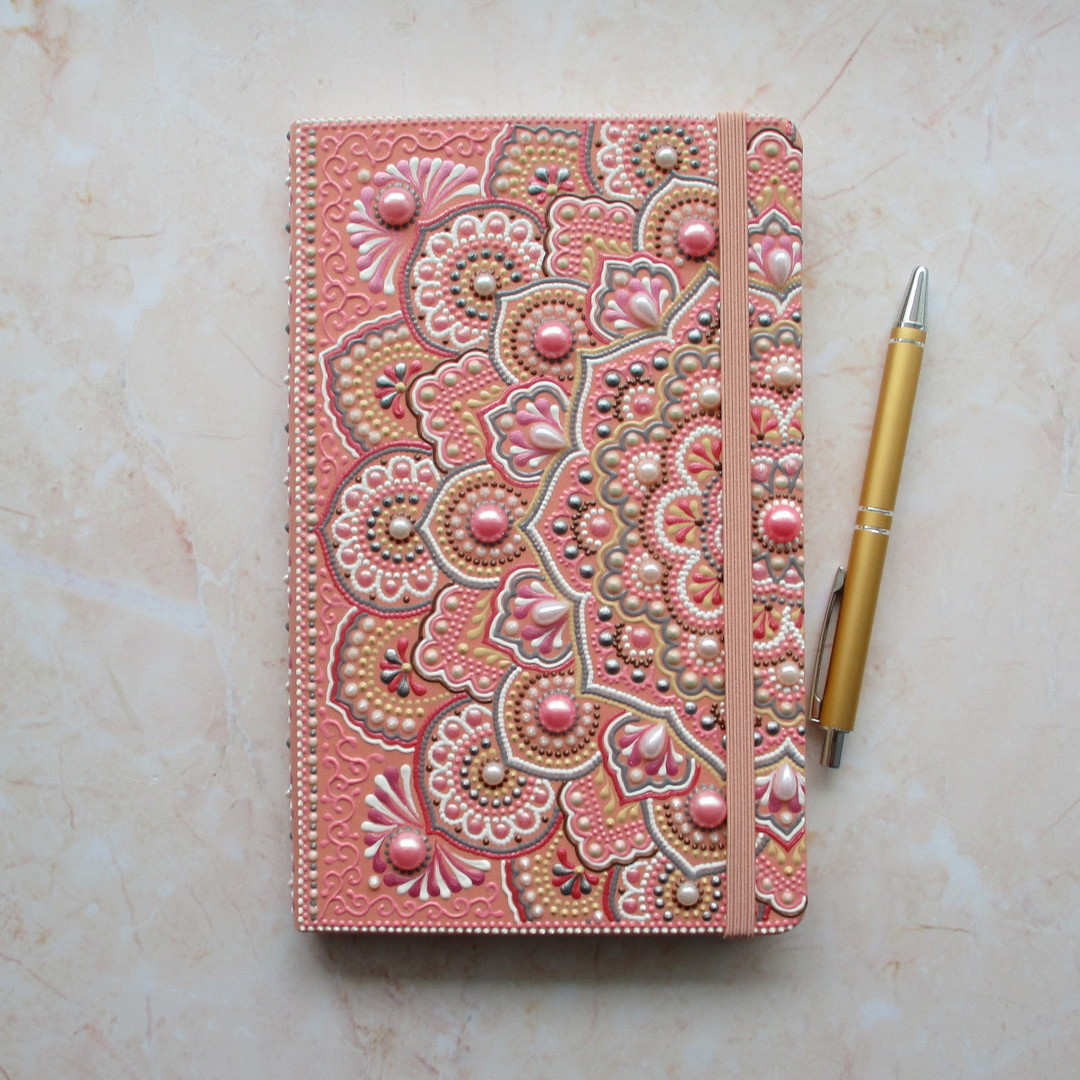 Pink mandala notebook, Hardcover notebook, Hand painted note - Inspire ...