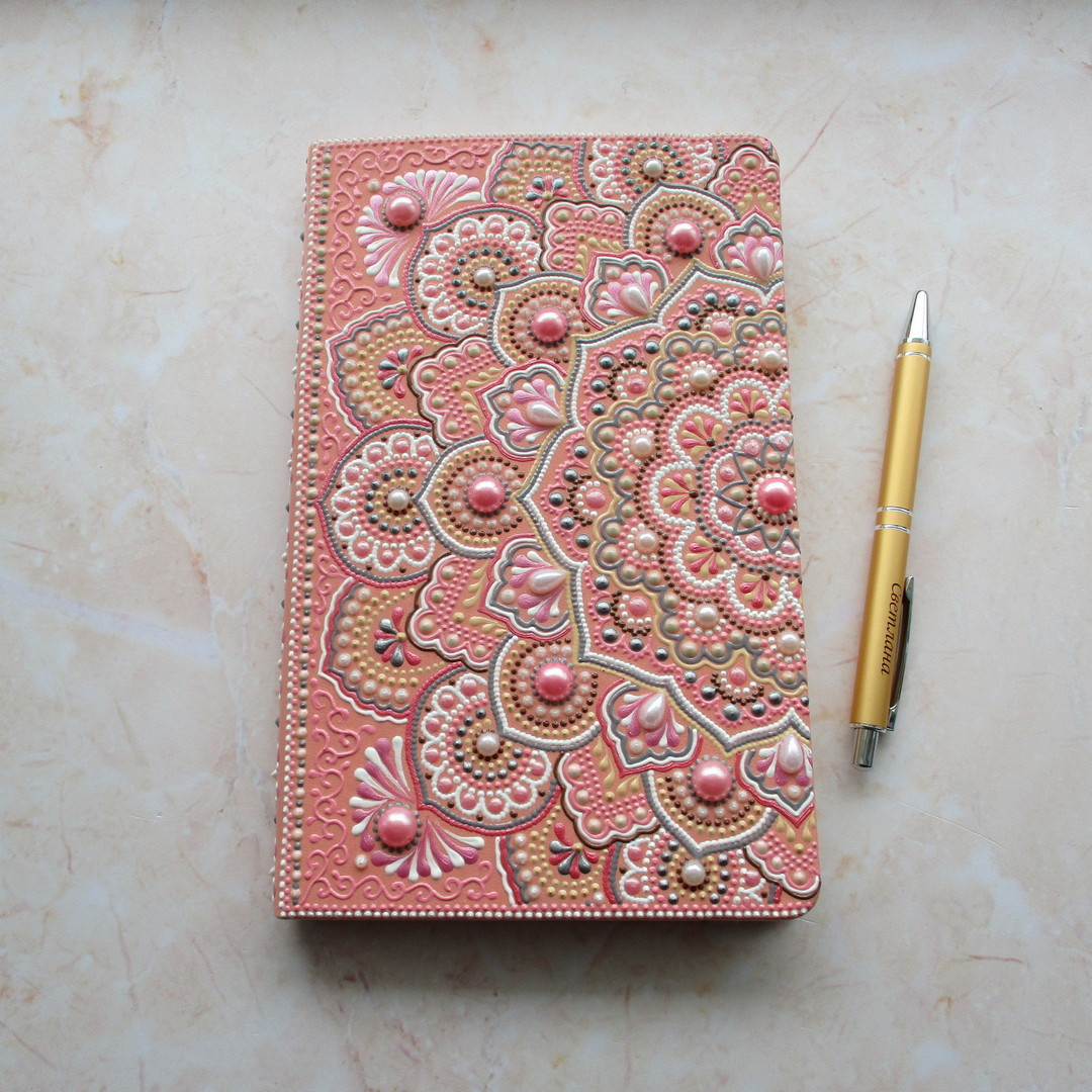 Pink mandala notebook, Hardcover notebook, Hand painted note - Inspire ...
