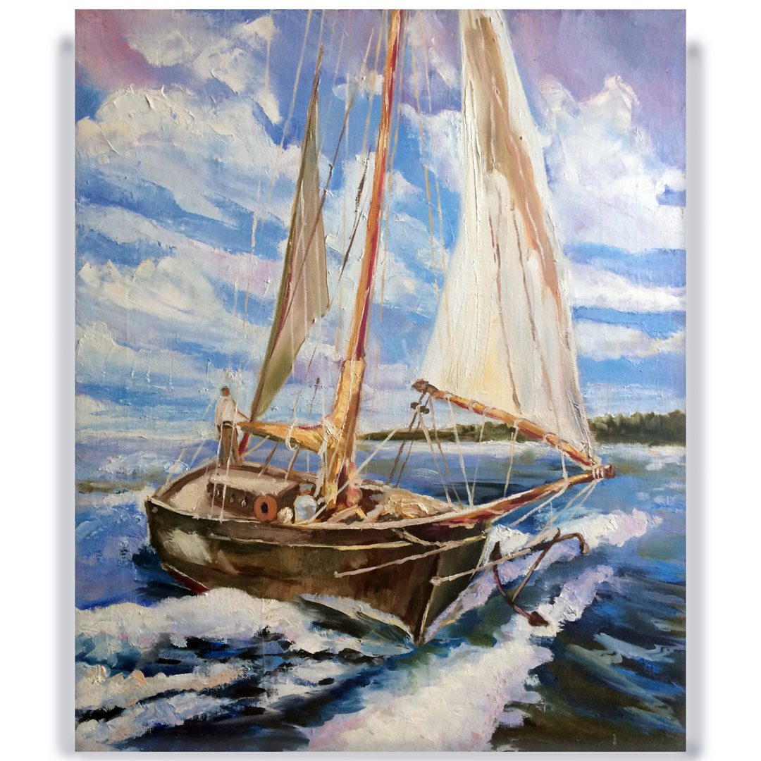 Sailboat painting Original art Yacht painting Canvas Gallery - Inspire ...