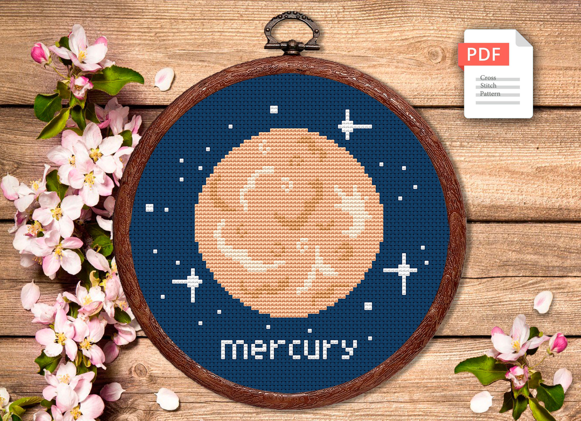 Mercury Cross Stitch Pattern, Planets Cross Stitch Pattern, - Inspire ...