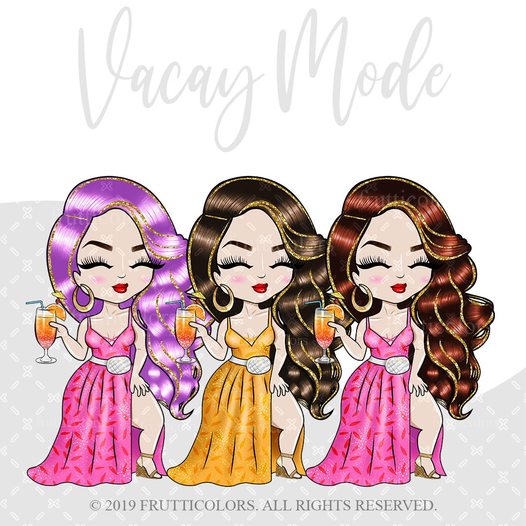 Vacay Mode Clipart | Cute Dolls | Summer Clipart | 30 PNG - Inspire Uplift