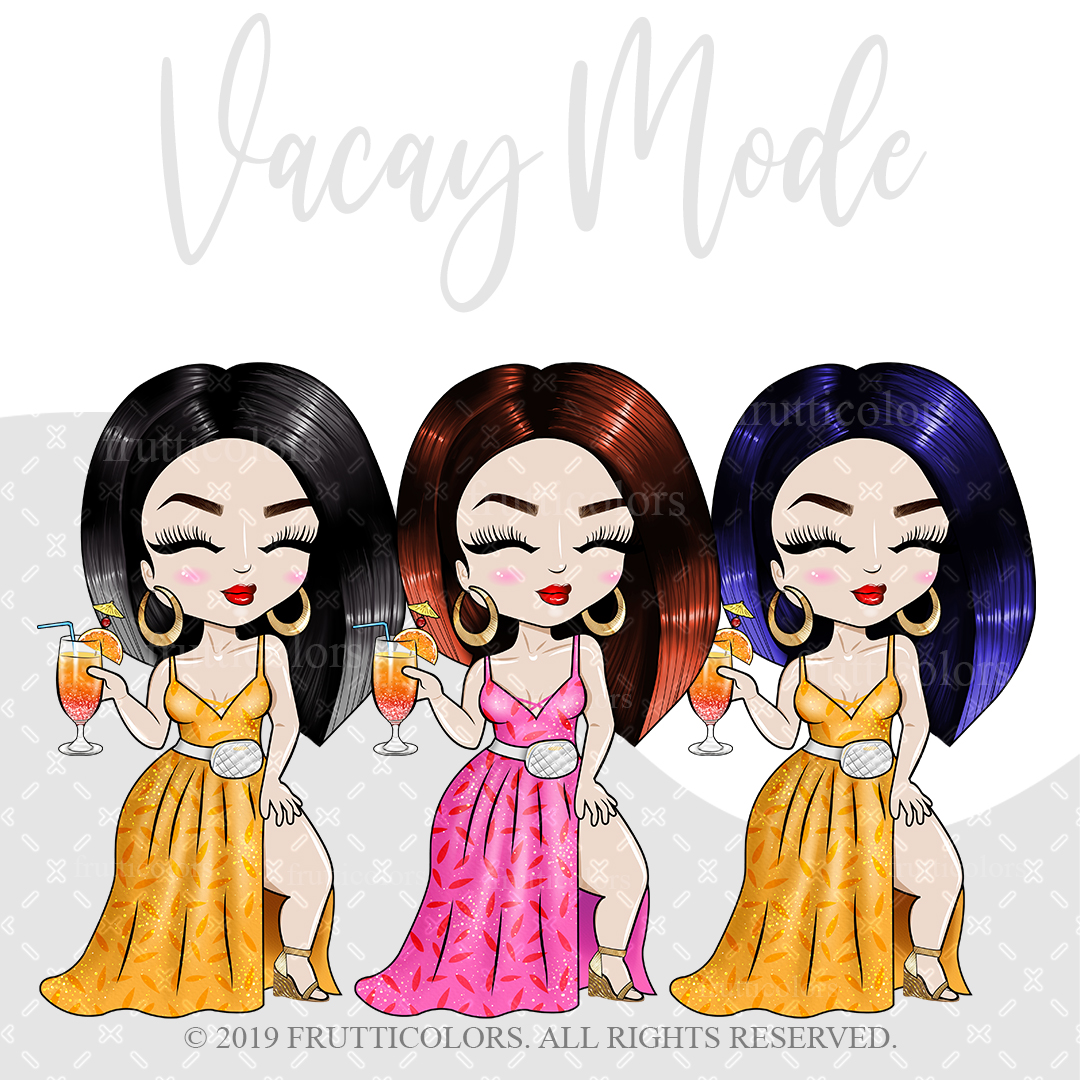 Vacay Mode Clipart | Cute Dolls | Summer Clipart | 30 PNG - Inspire Uplift