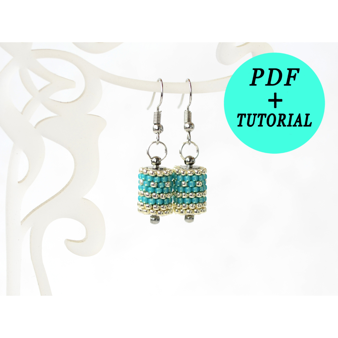 PDF pattern peyote tube earrings, Tutorial beaded earrings, | Inspire ...