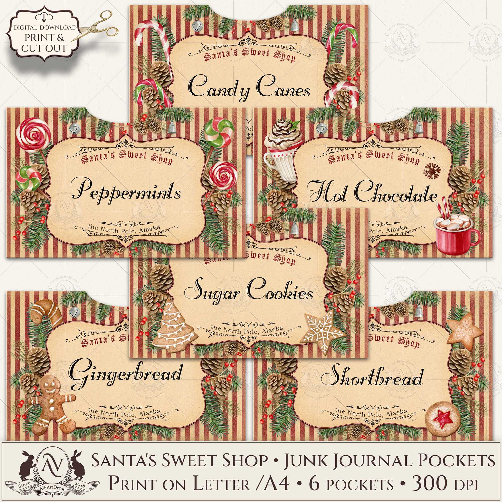 Christmas Sweets | Santa's Sweet Shop | Junk Journal Pockets - Inspire ...