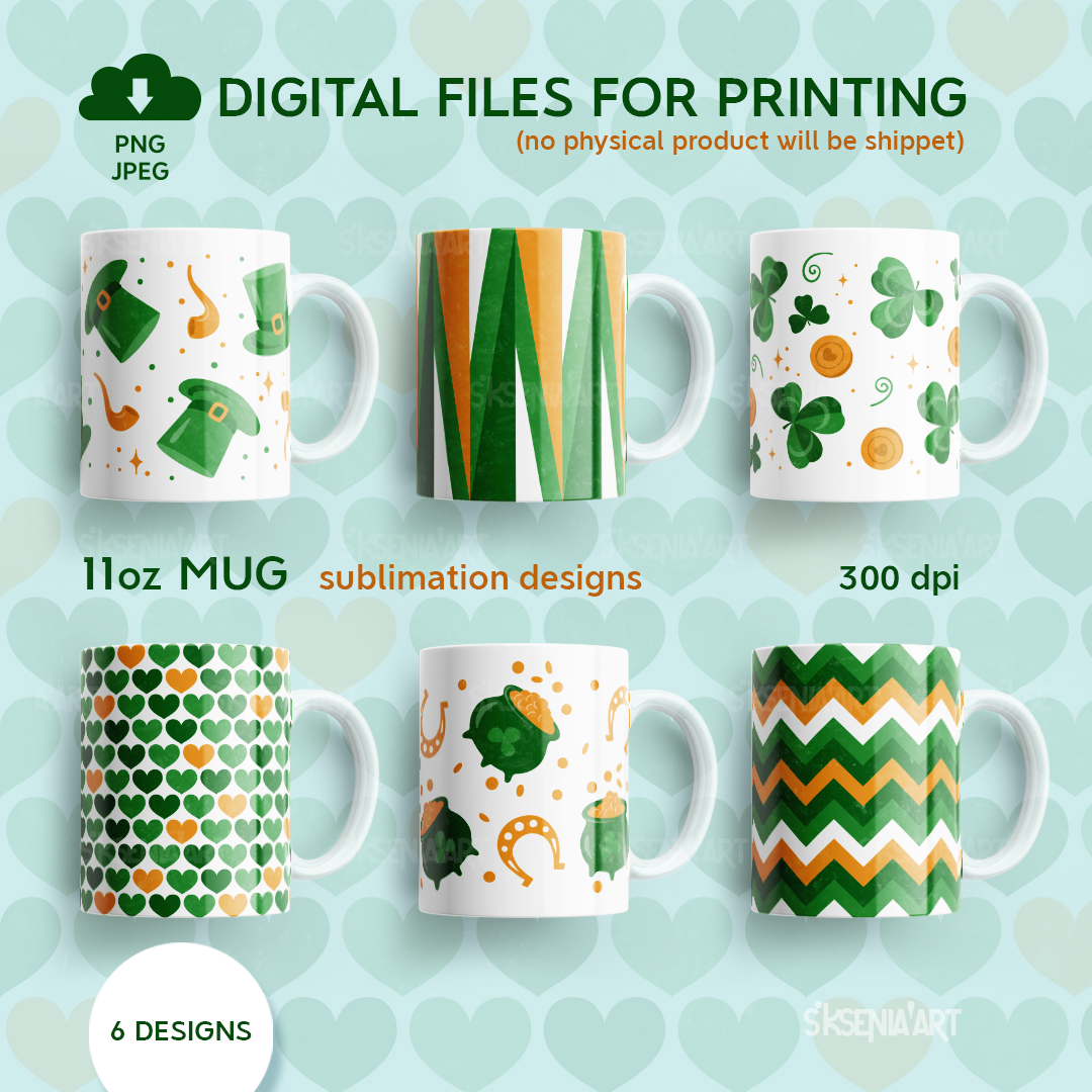 St Patricks Day Mug Bundle, 11oz Mug Sublimation Designs wit - Inspire ...