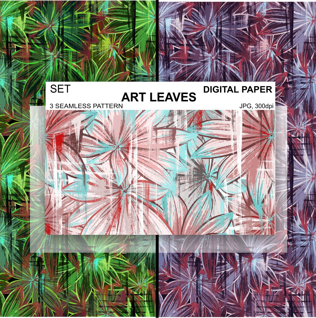 Abstraction Leaves Seamless Pattern Art Wallpaper painting D - Inspire ...