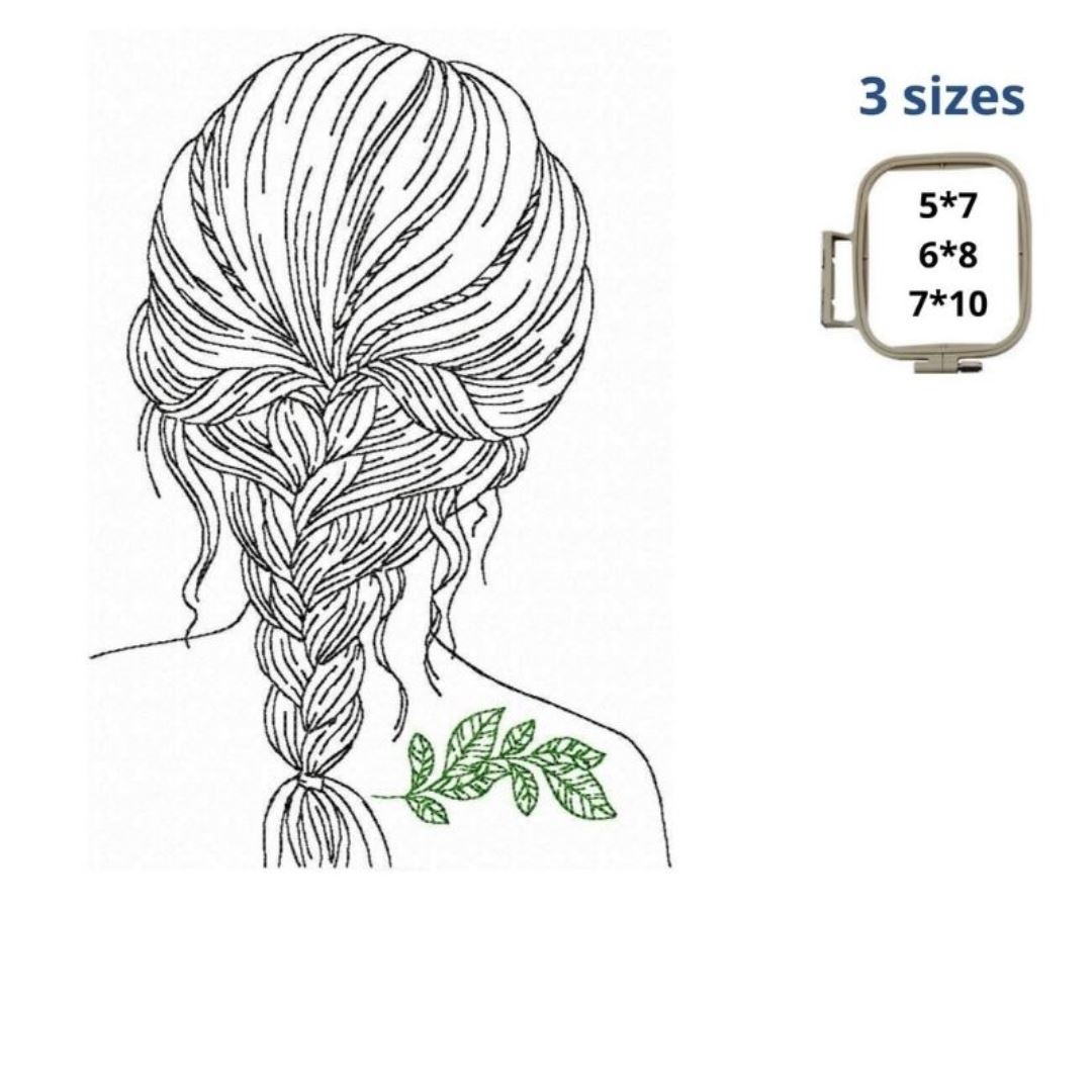 Girl hair embroidery design 3 sizes DIGITAL files for machin - Inspire ...
