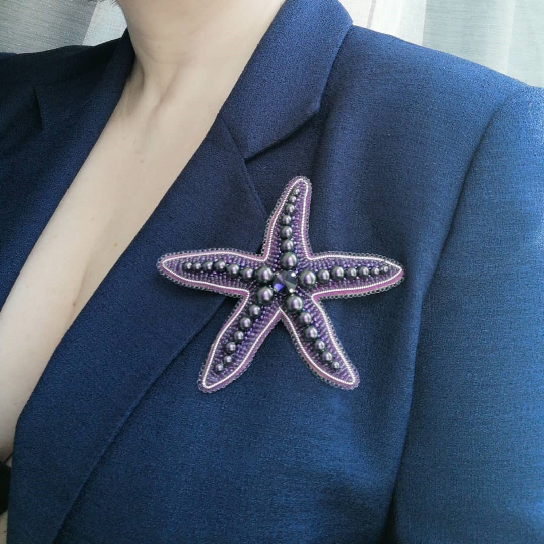 Large purple starfish brooch as gift for women - Inspire Uplift