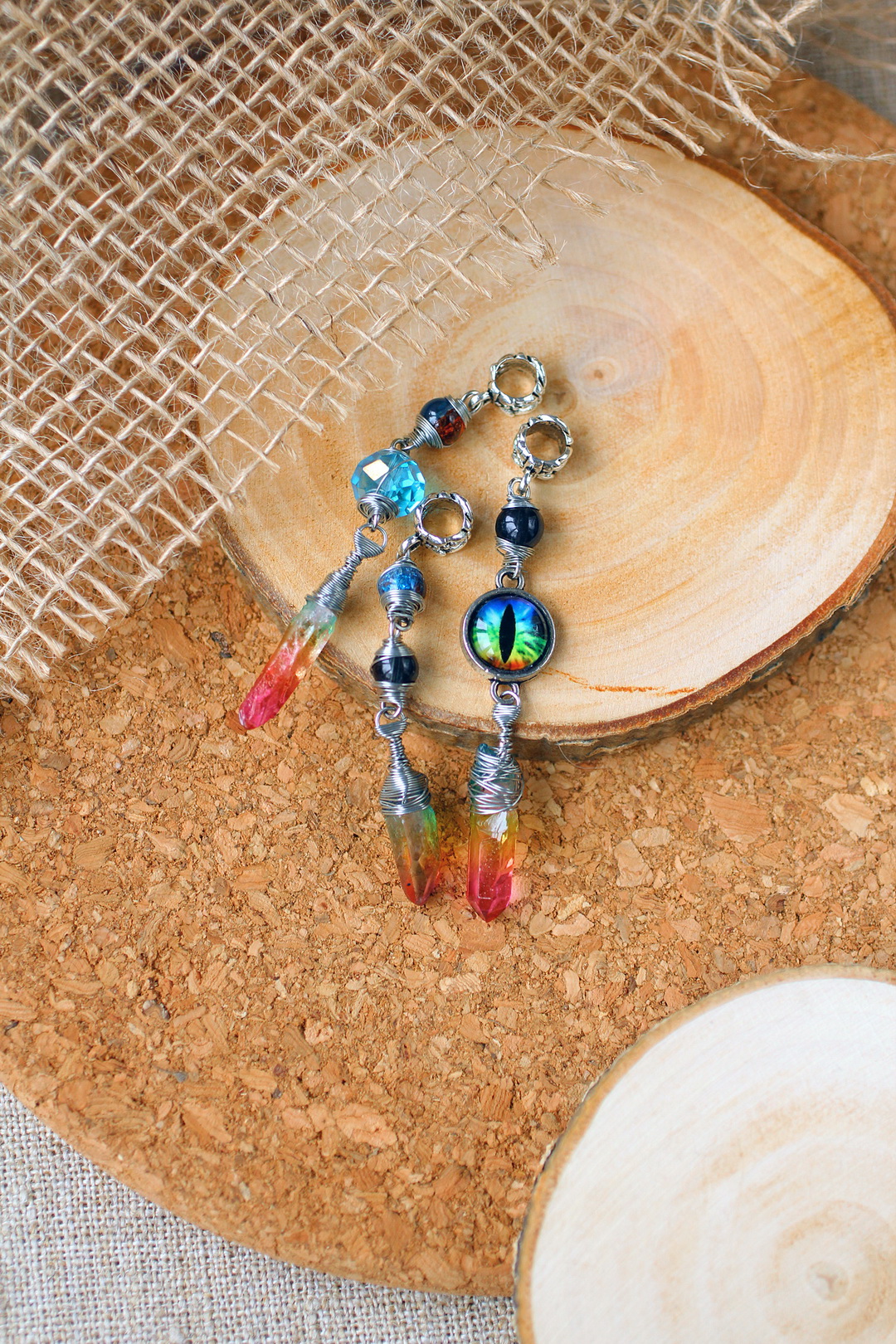 Set of 3 Loc Beads With raw quartz - Inspire Uplift