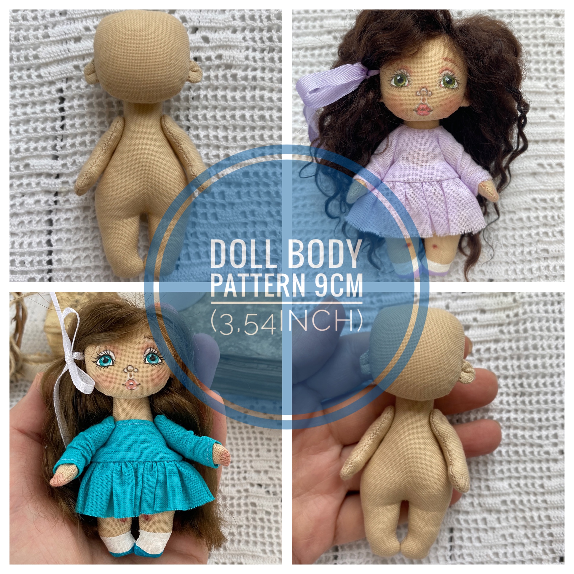 Doll body pattern 9cm (3,54 inch) - Inspire Uplift