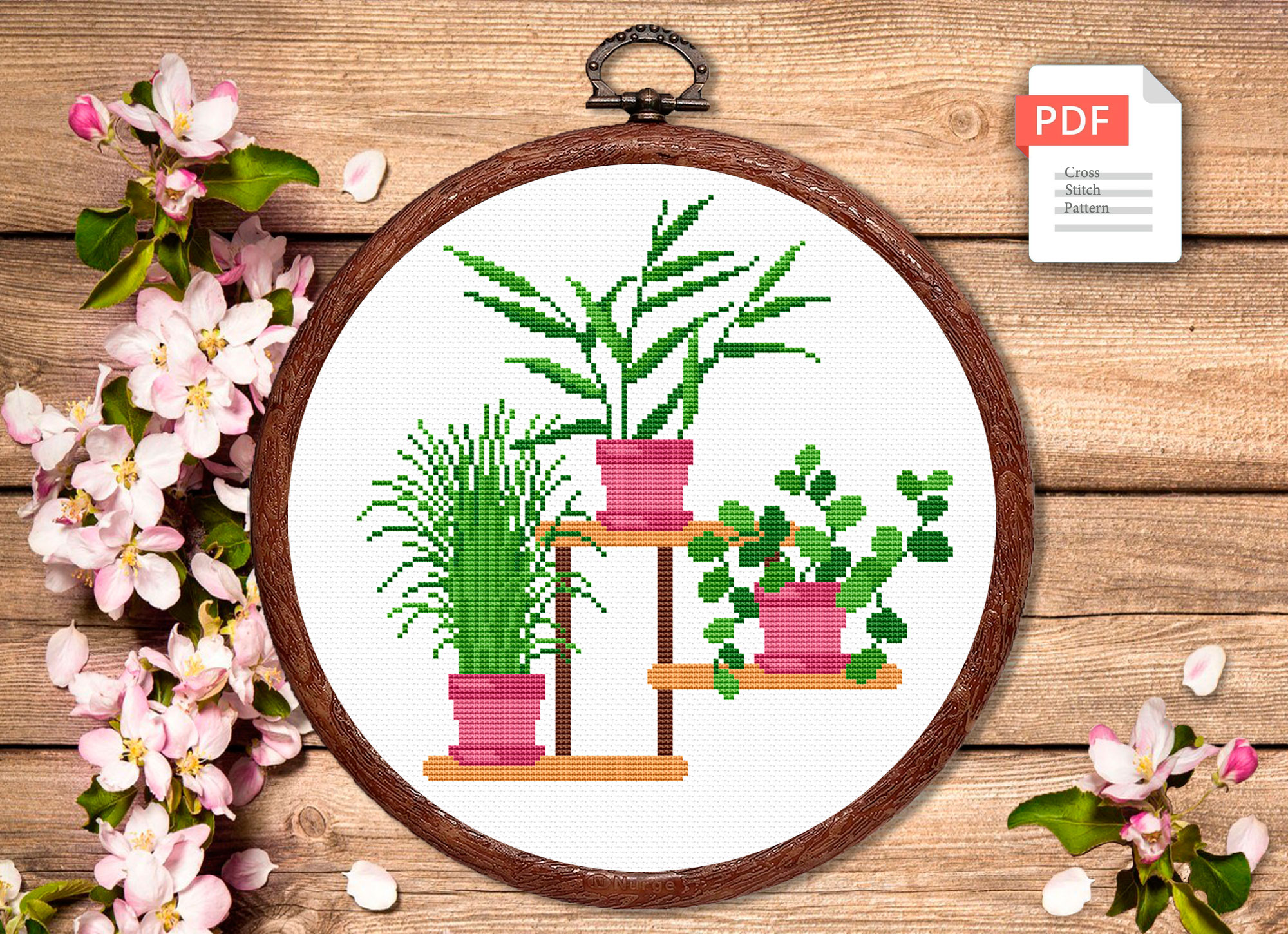 Potted Flowers Cross Stitch Pattern, Flower Cross Stitch Pat | Inspire ...