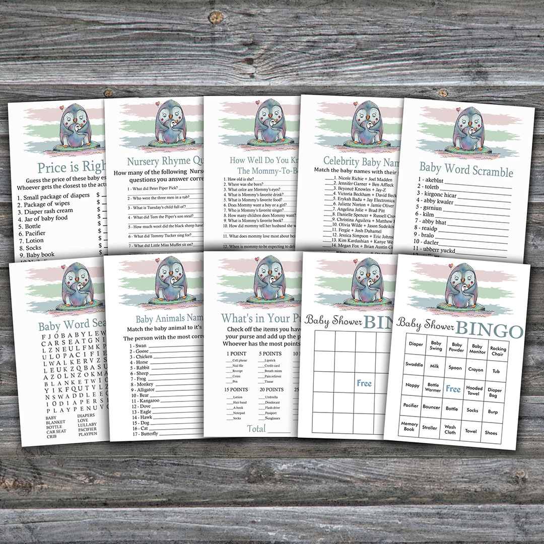 Winter animals baby shower games bundle,Penguin Baby Shower - Inspire ...