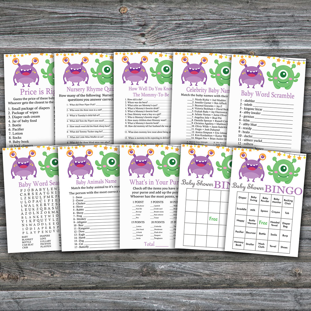 Little Monster baby shower games bundle,Monster Baby Shower | Inspire ...